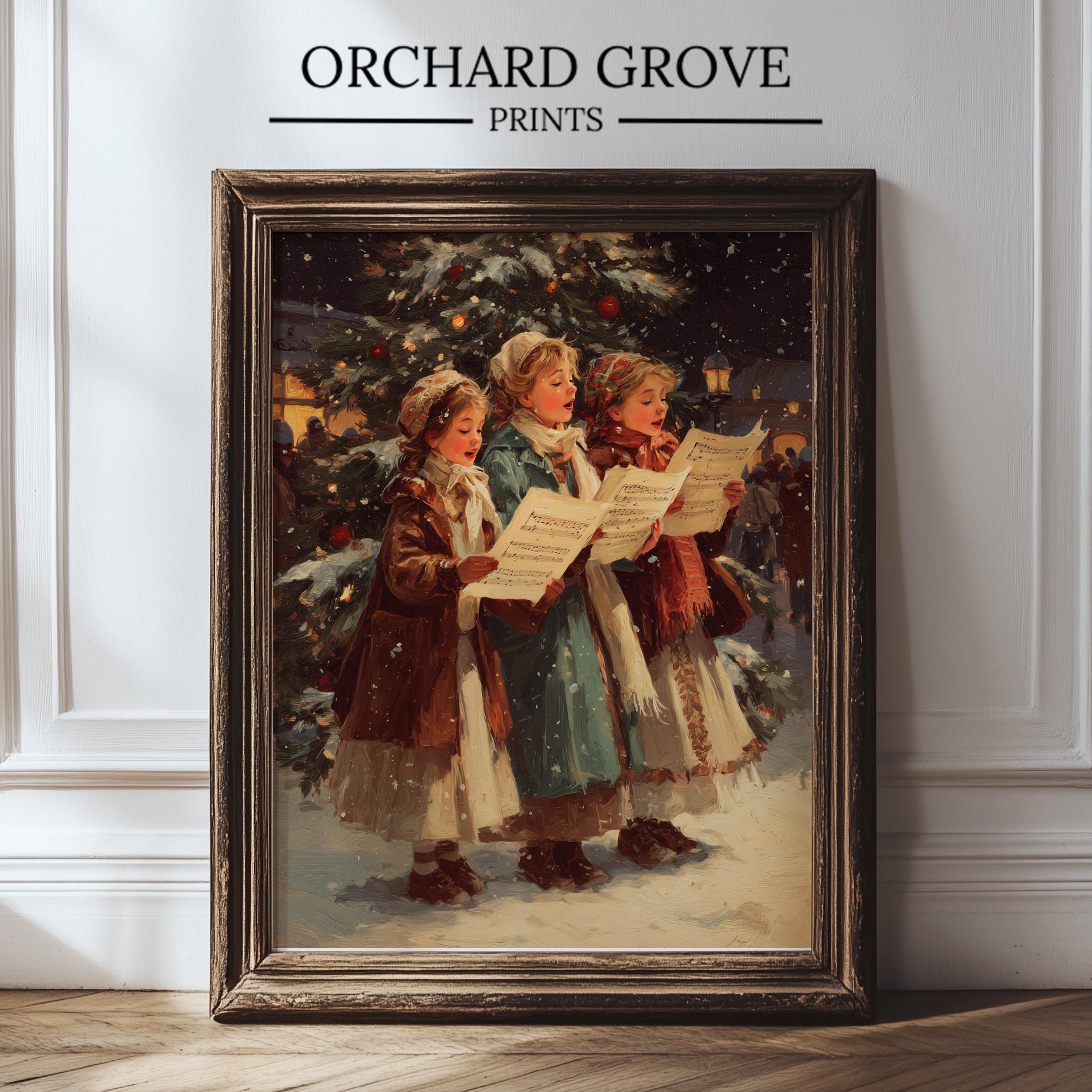 Kristmas Carolers Print, Vintage Wall Art, Cozy Winter, Kristmas Tree ...