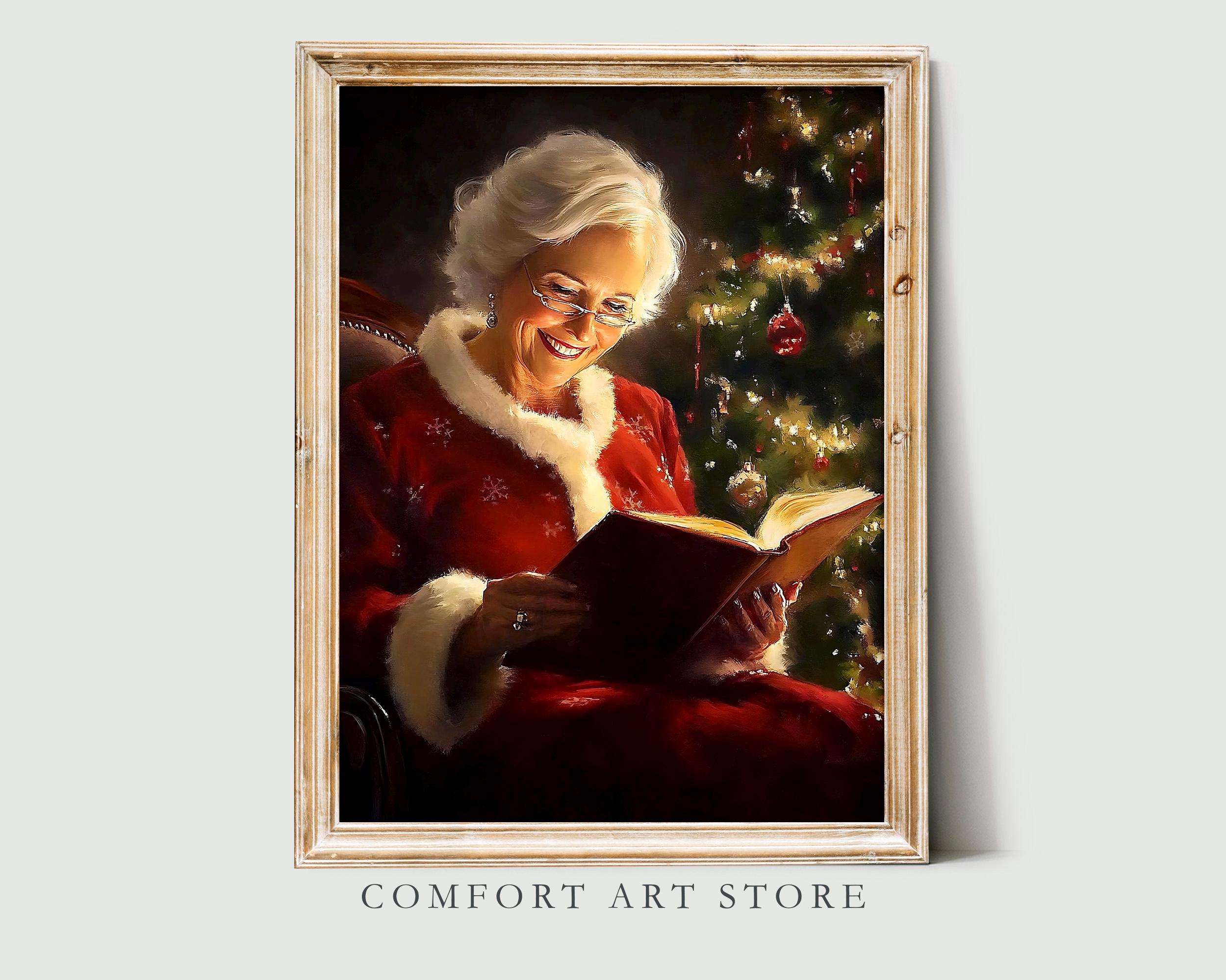 Kristmas Print Mrs Claus Reading Book Antique Kristmas Wall Art Vintage ...