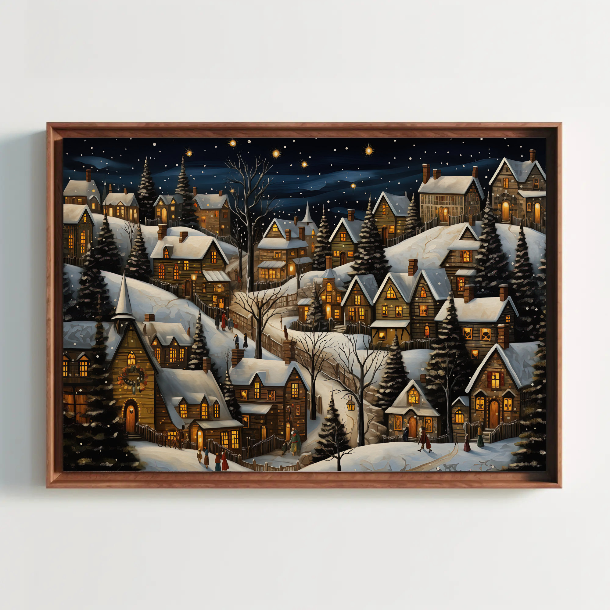 Kristmas Town Print, Kristmas Winter Wall Art, Kristmas Eve Over The ...