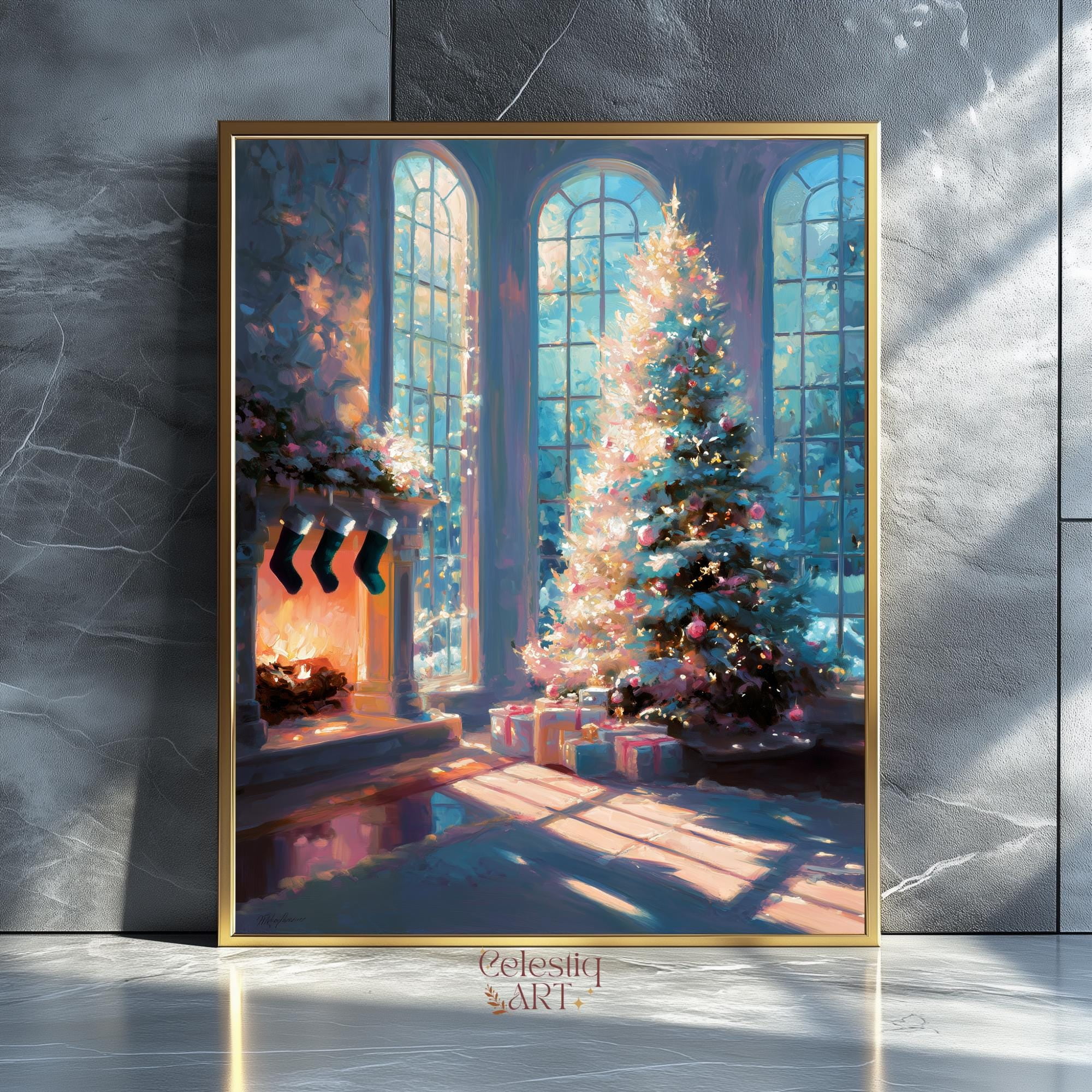 Kristmas Tree Print, Winter Wall Art, Vintage Kristmas Warm Present ...