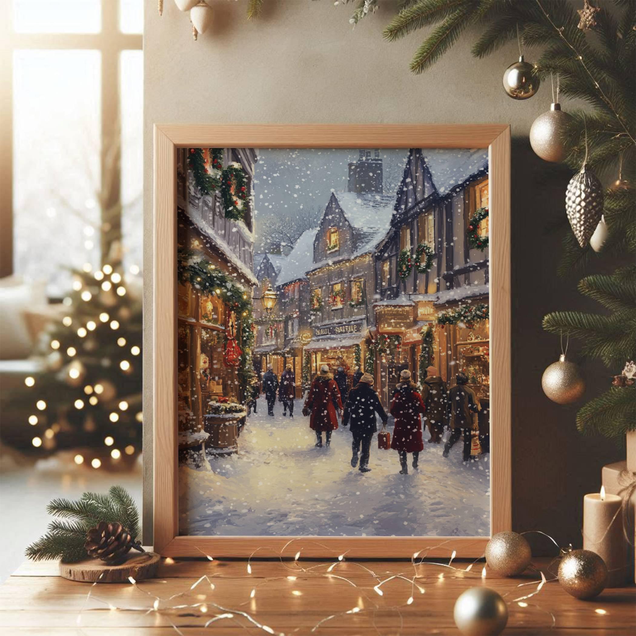 Kristmas Village, Festive Wall Art, Winter Wonderland, Snowy Wall Art ...