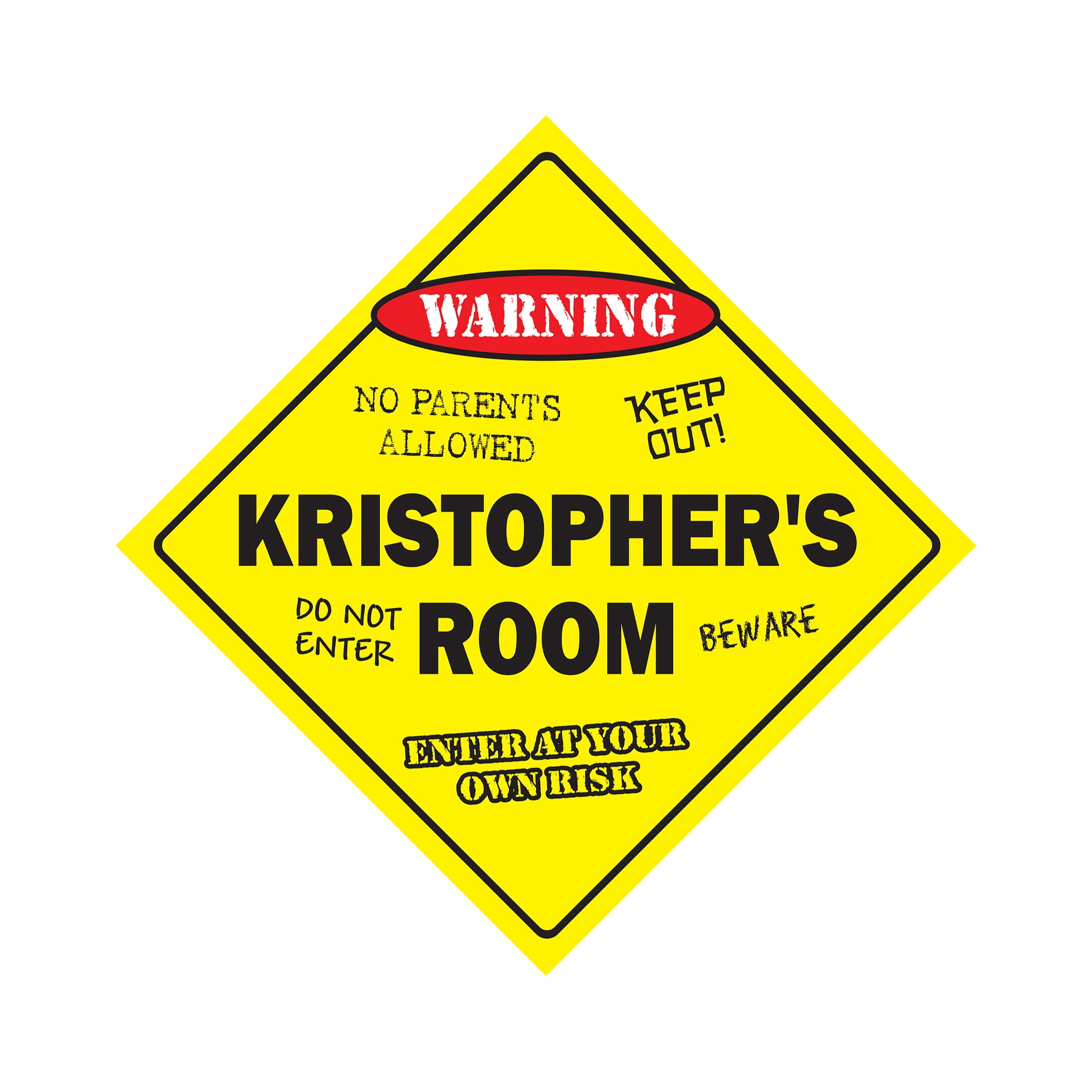 Kristopher's Room Sign Crossing Zone Xing | Indoor/Outdoor | 12" Tall ...