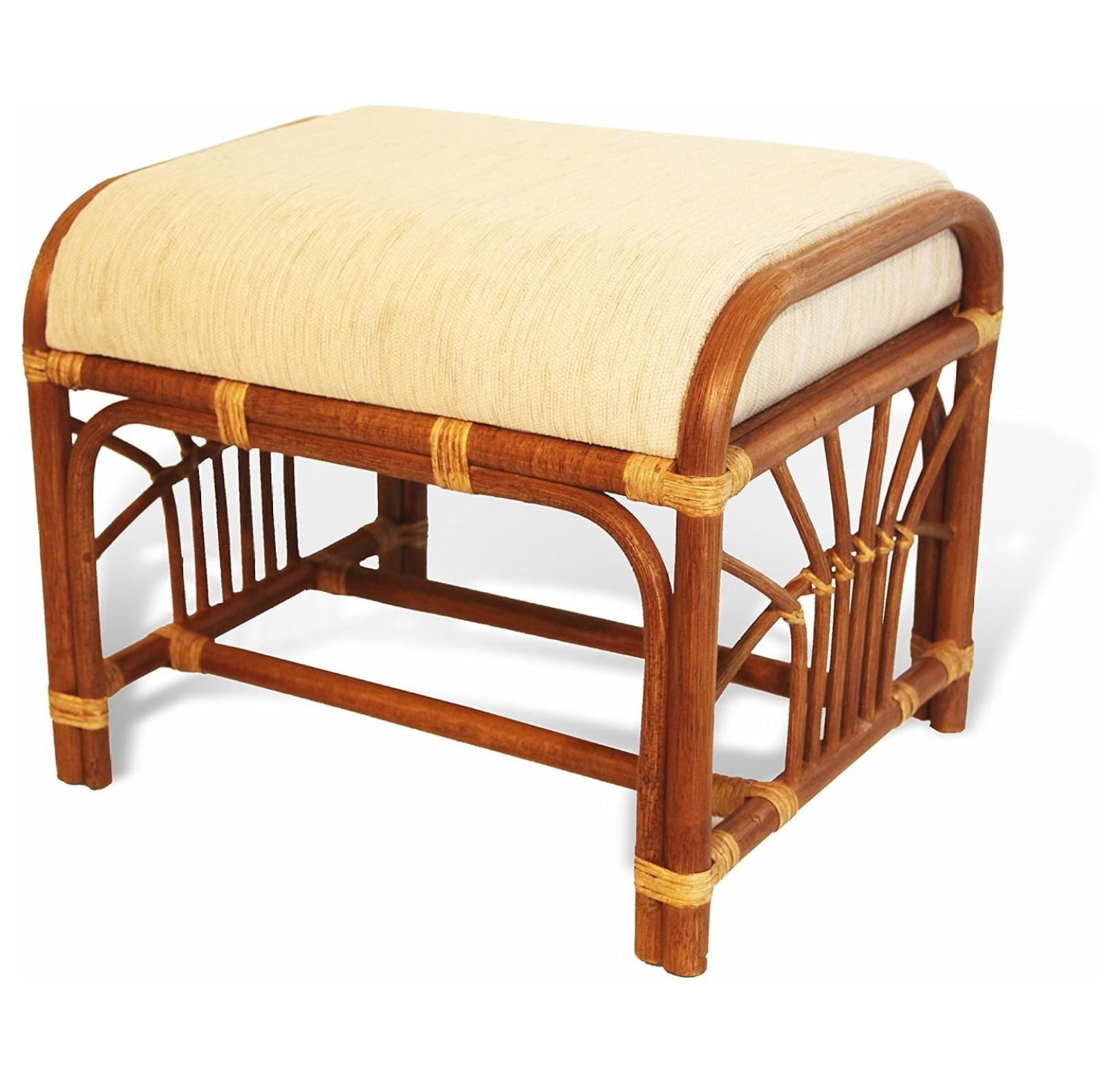 Krit Handmade Rattan Wicker Ottoman Footstool with Cushion Fully ...