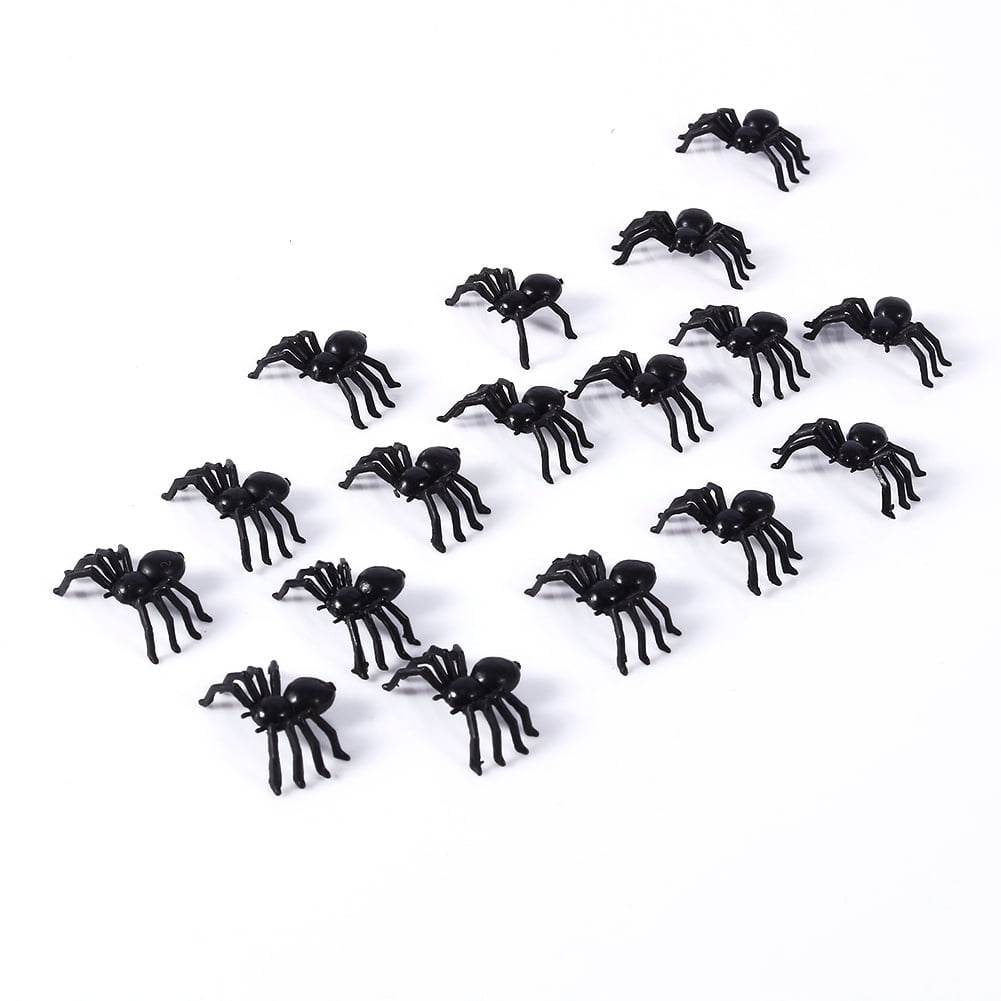 Kritne Decorative Spiders, 50pcs 2cm Small Black Plastic Spider Toys ...