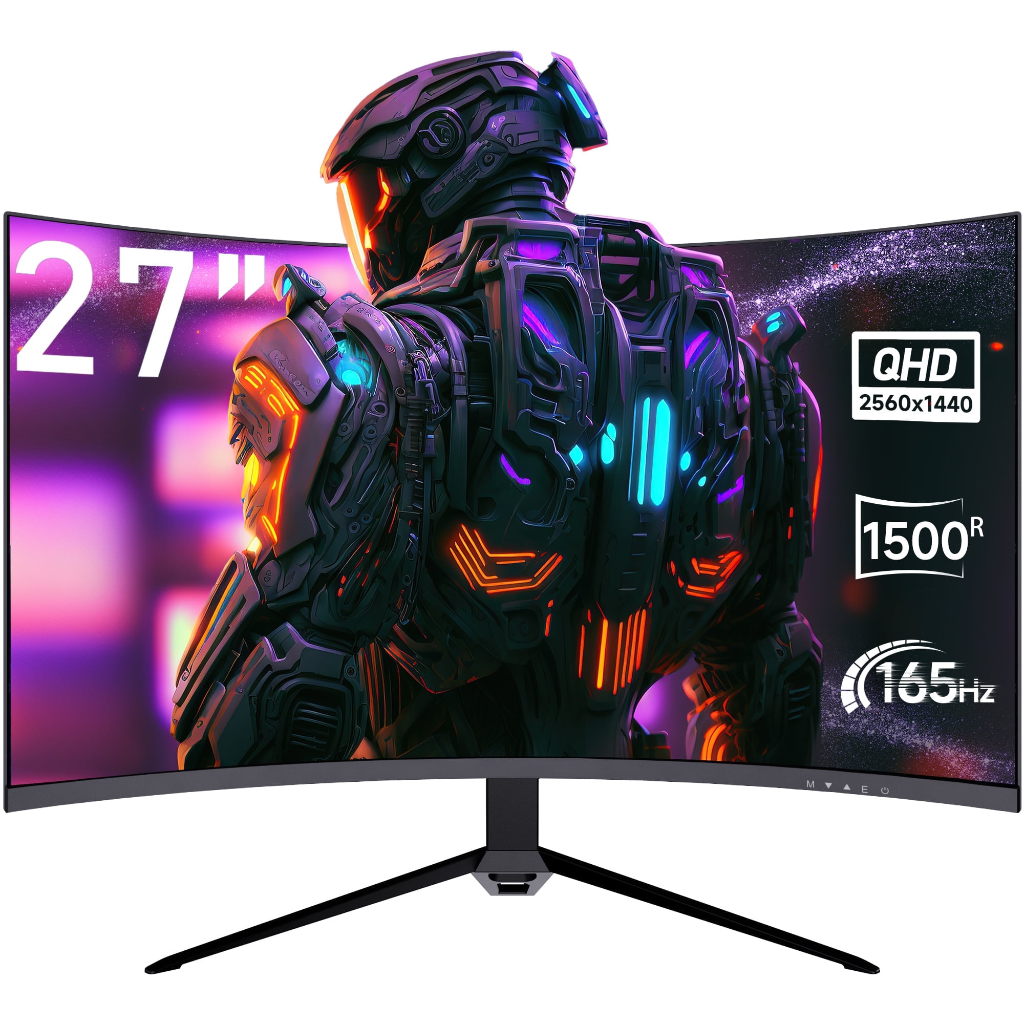 Krocisen 27" QHD2K Curved Gaming Monitor,165Hz/144Hz Computer Monitor ...