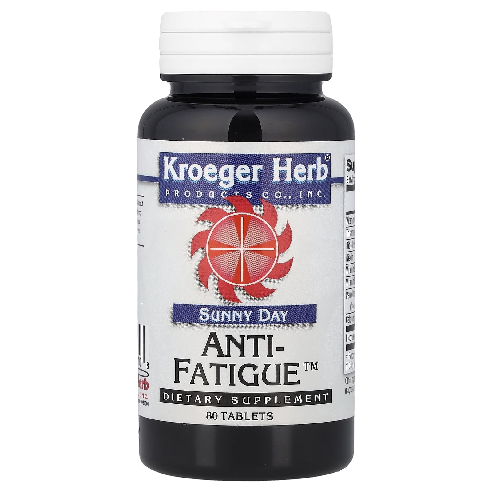 Kroeger Herb Co Sunny Day, Anti-Fatigue, 80 Tablets - Walmart.com