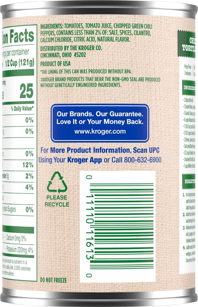 Kroger Petite Diced Tomatoes with Green Chilies 14.5 oz - Pack of 1 ...