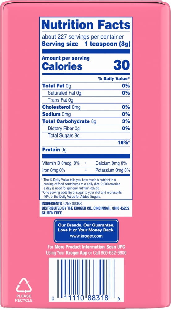 Kroger Pure Cane Granulated Sugar 4 lb - Pack of 1 - Walmart.com