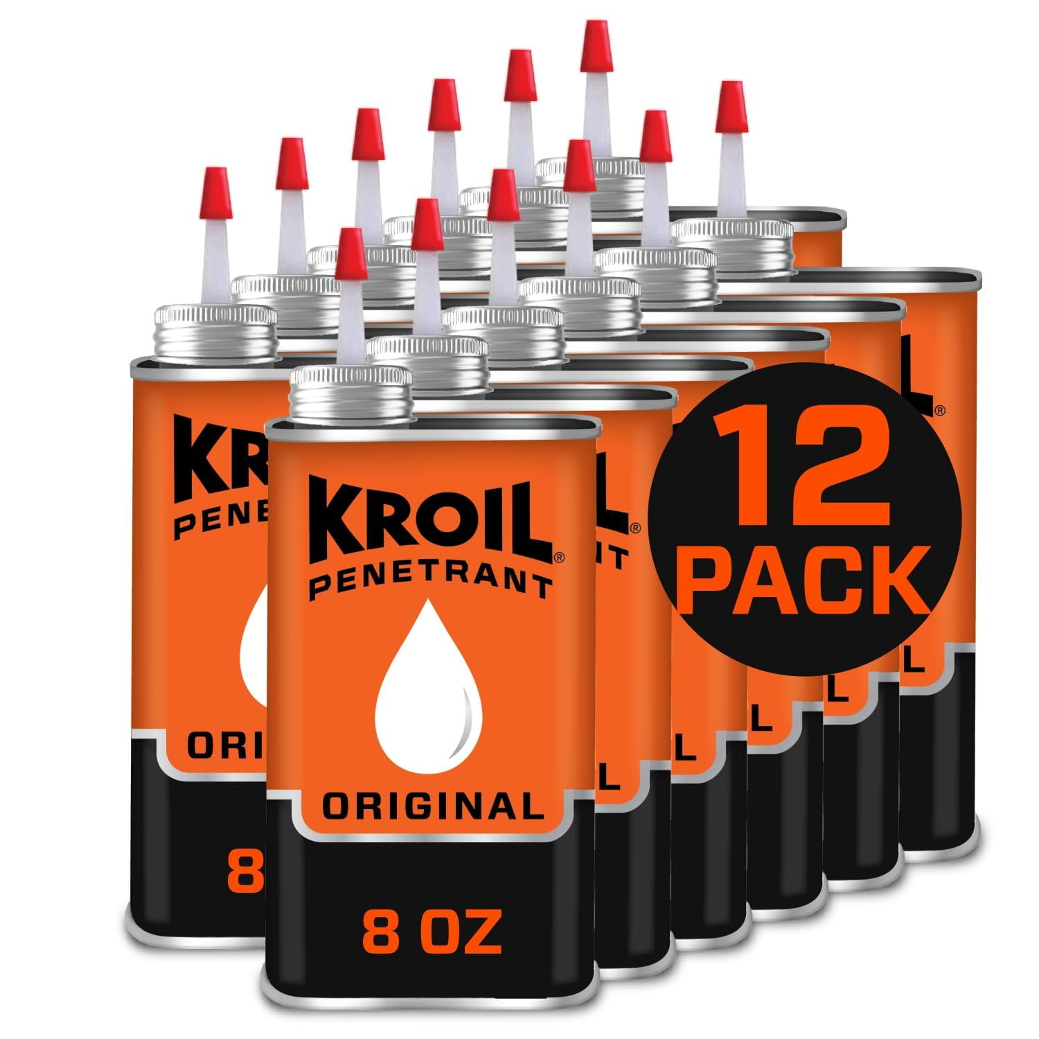 Kroil Original Penetrating Oil Drip-8oz Can-Case of 12 Penetrant for Rusted Bolts, Metal, Hinges ...