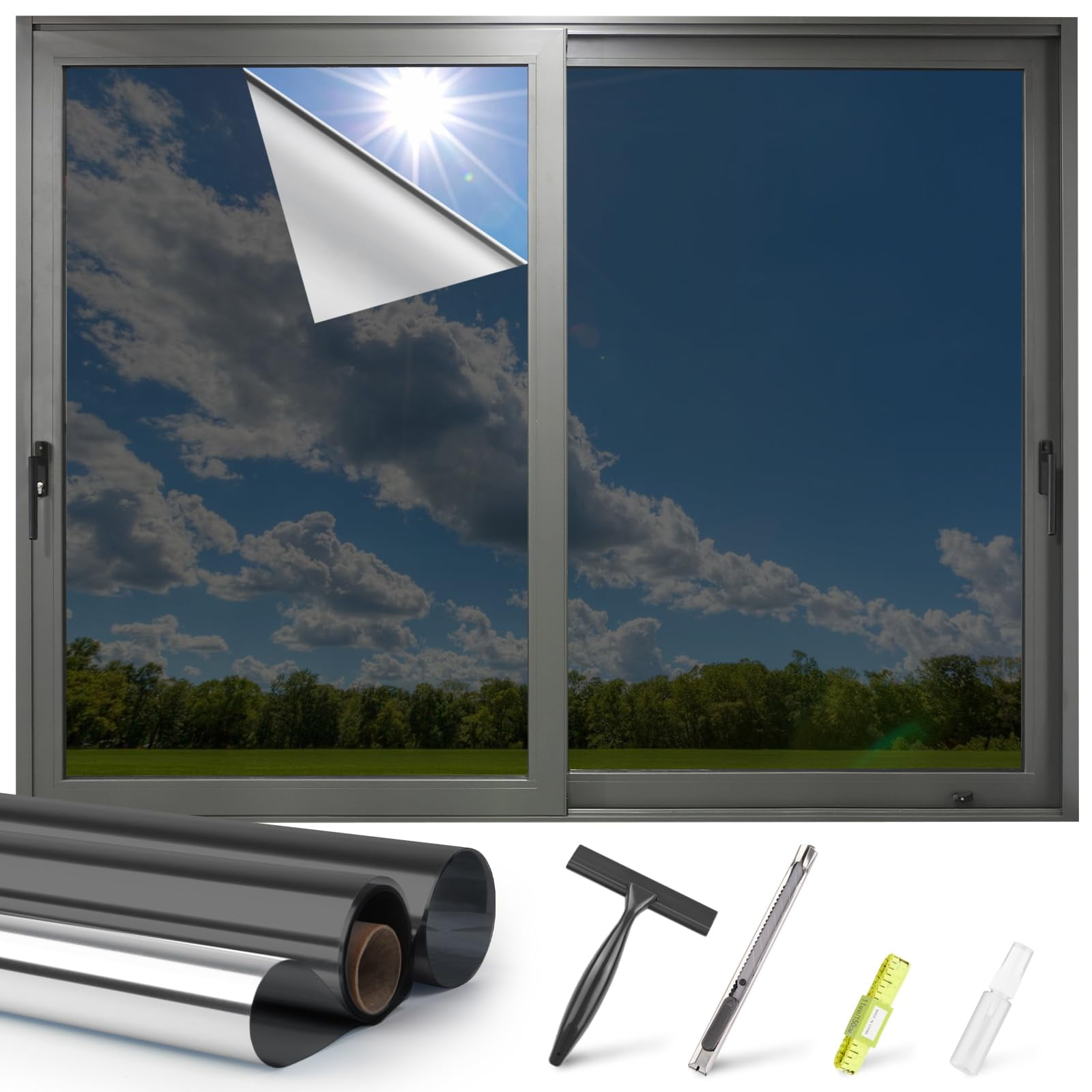Kromapolis One Way Window Privacy Film Reflective Mirror Home Window ...