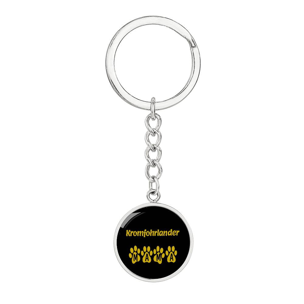 Kromfohrlander Mama Circle Keychain Stainless Steel or 18k Gold Dog Mom ...