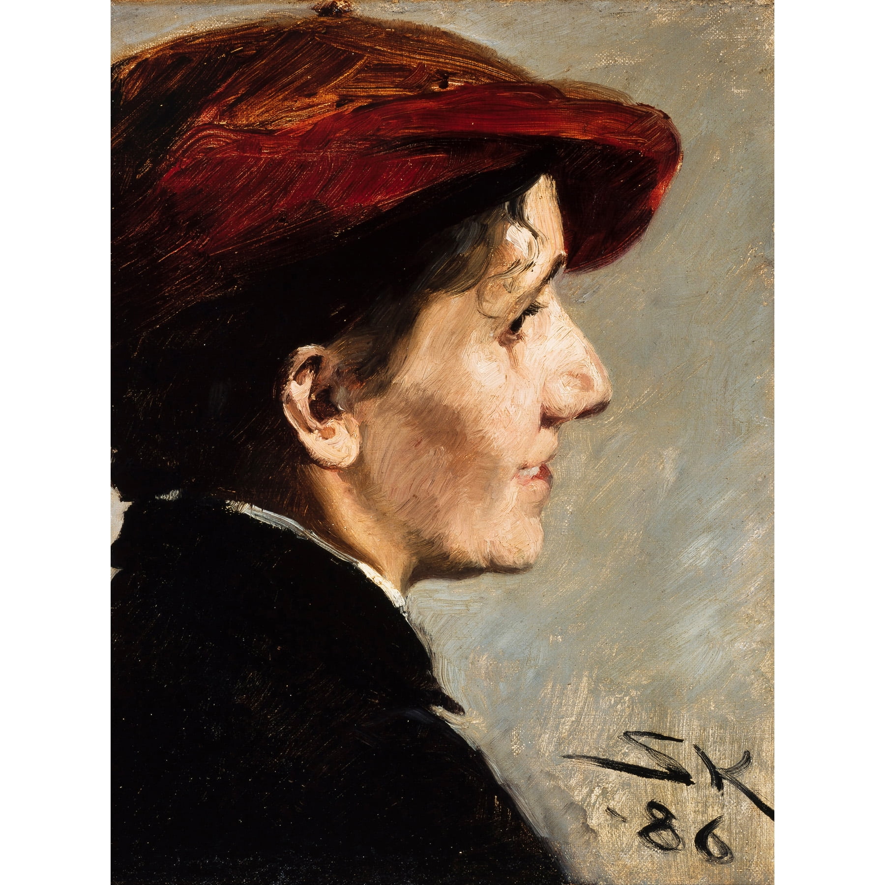 Kroyer Marianne Stokes Red Hat Portrait Painting Extra Large XL Wall ...