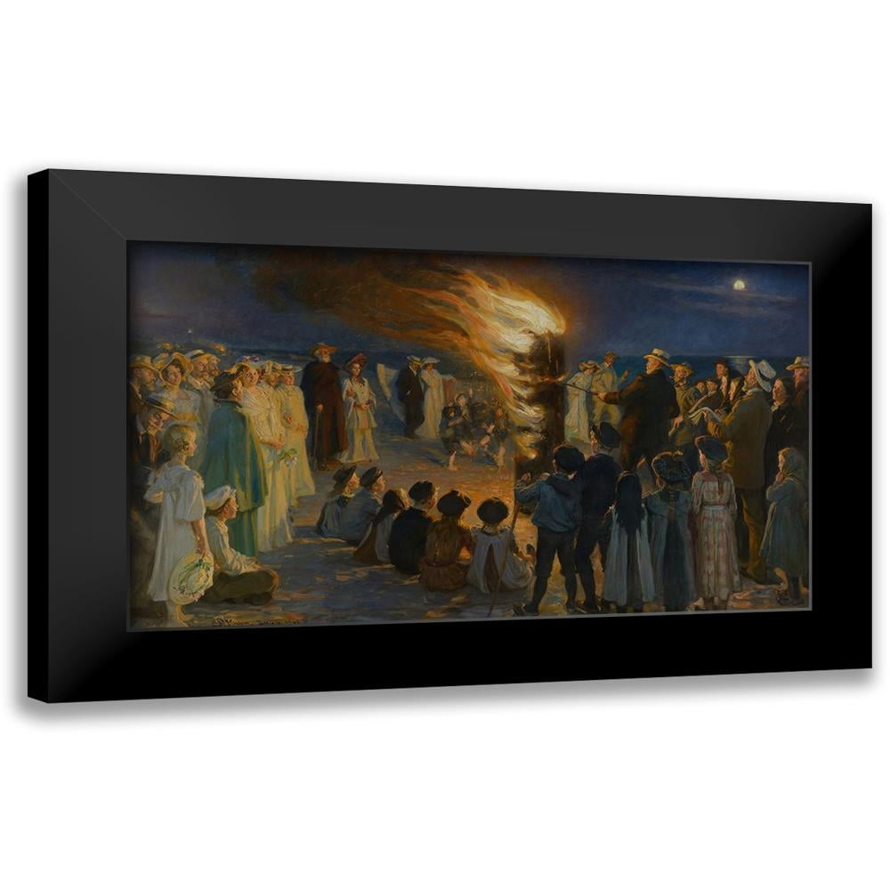 Kroyer, Peder Severin 24x16 Black Modern Framed Museum Art Print Titled - Midsummer Eve Bonfire ...