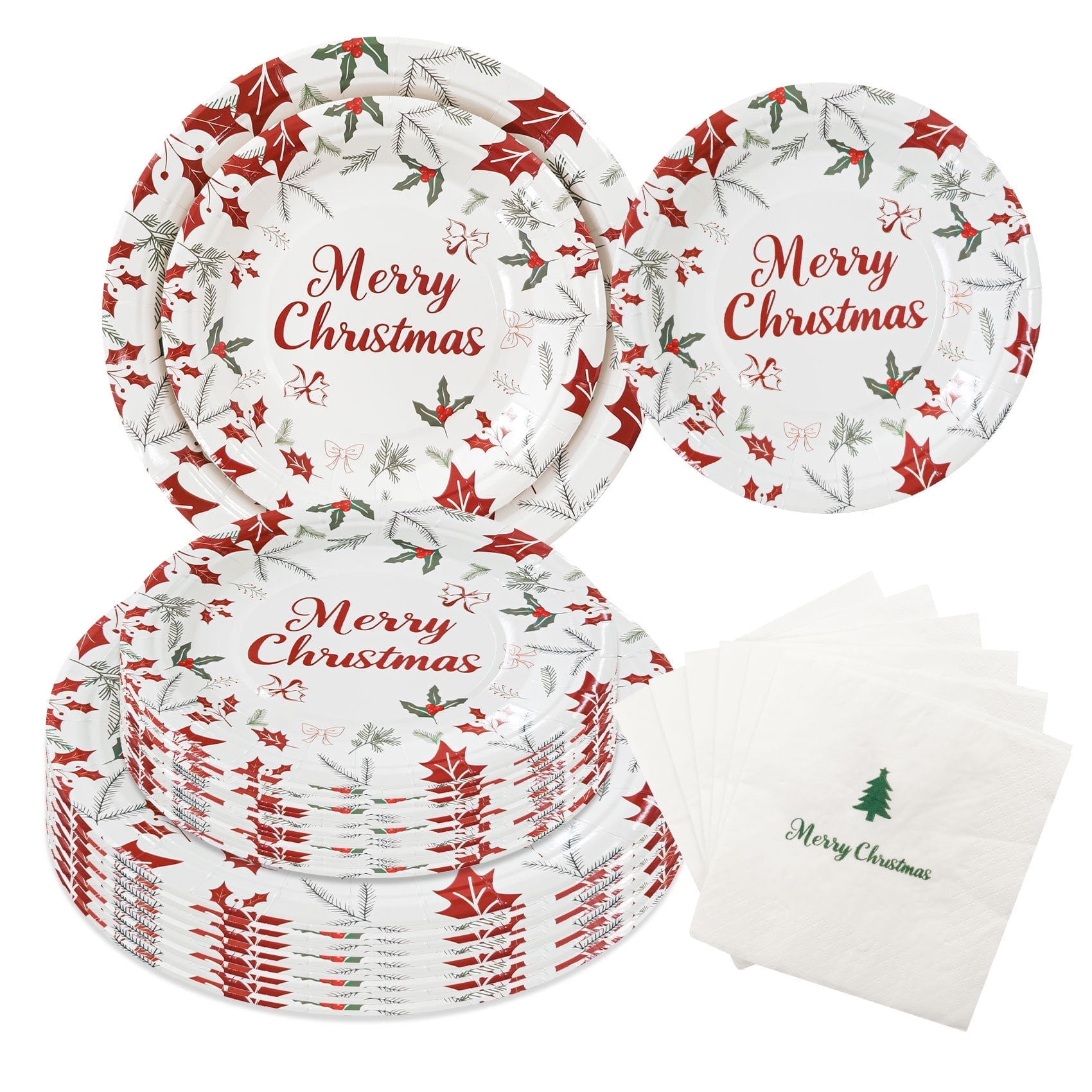 Kroyicegears 75 Pcs Christmas Paper Plates Set for Party, Holiday ...