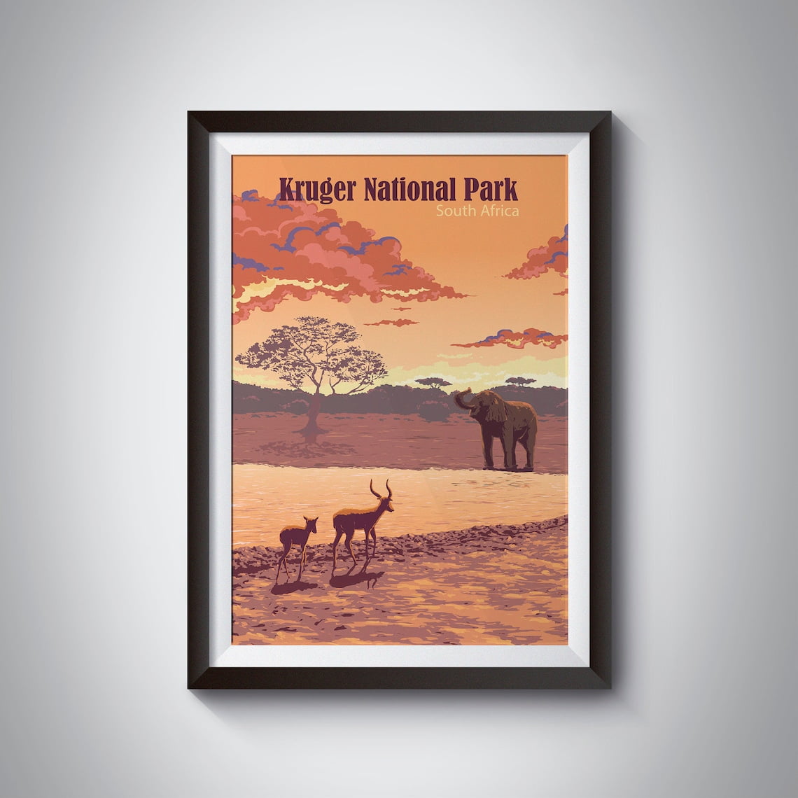 Kruger National Park Poster, South Africa Travel Print, African Safari ...