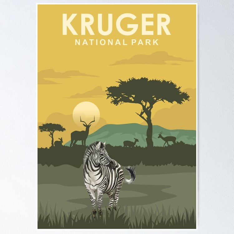 Kruger National Park Travel UNFRAMED Poster South Africa UNFRAMED ...