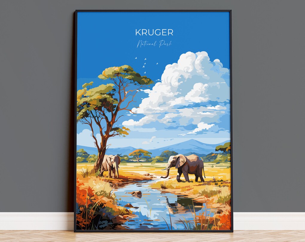 Kruger Travel Print, Travel Poster Of Kruger, Kruger Art Lovers Gift ...