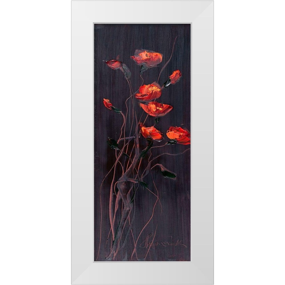 Kruk 15x32 White Modern Wood Framed Museum Art Print Titled - Poppies Trip1 - Walmart.com