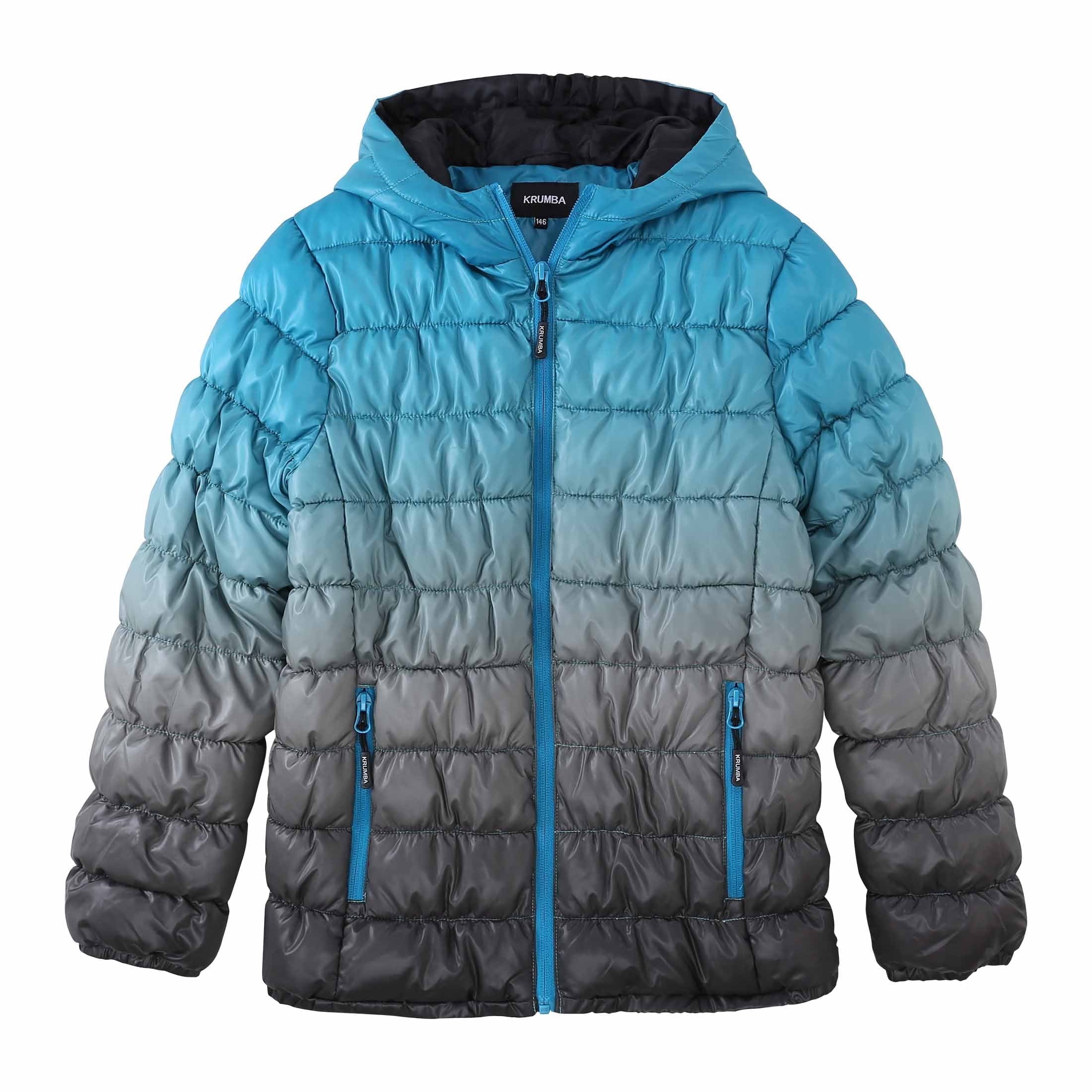 Krumba Boy's Zipper Gradient Water Resistant Puffer Jacket Turquoise ...