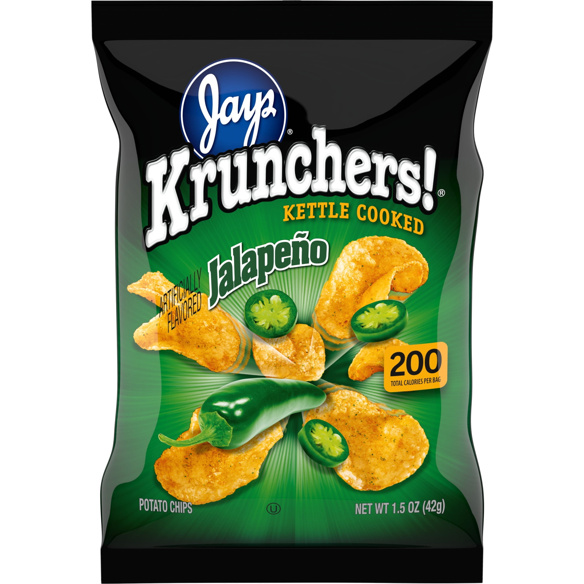 Krunchers! Kettle Cooked Potato Chips, Jalapeno Flavored Chips, 1.5 oz ...