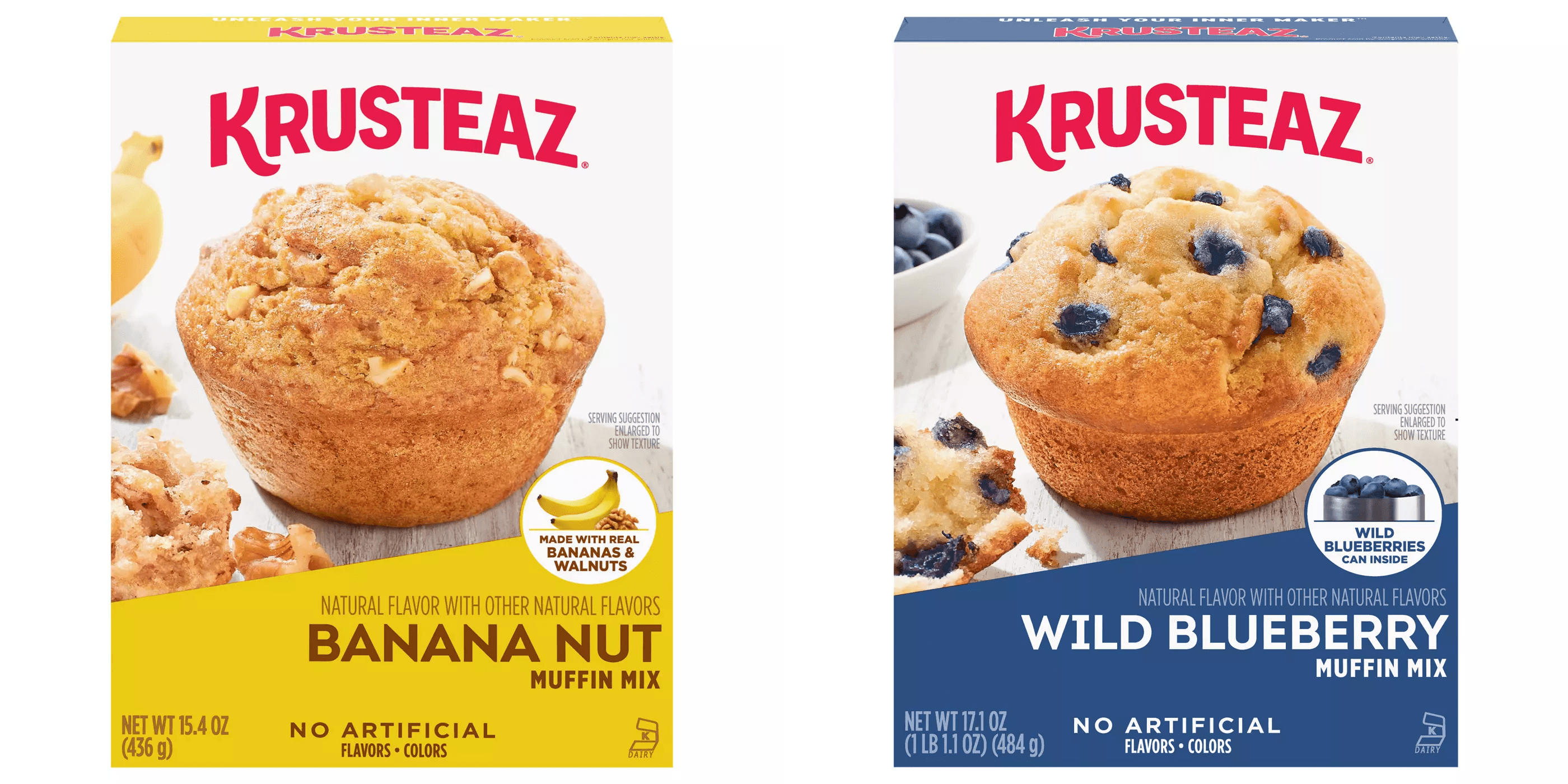Krusteaz Banana Nut Muffin Mix, 15.4 oz&Krusteaz Wild Blueberry Muffin Mix, 17.1 oz - Walmart.com