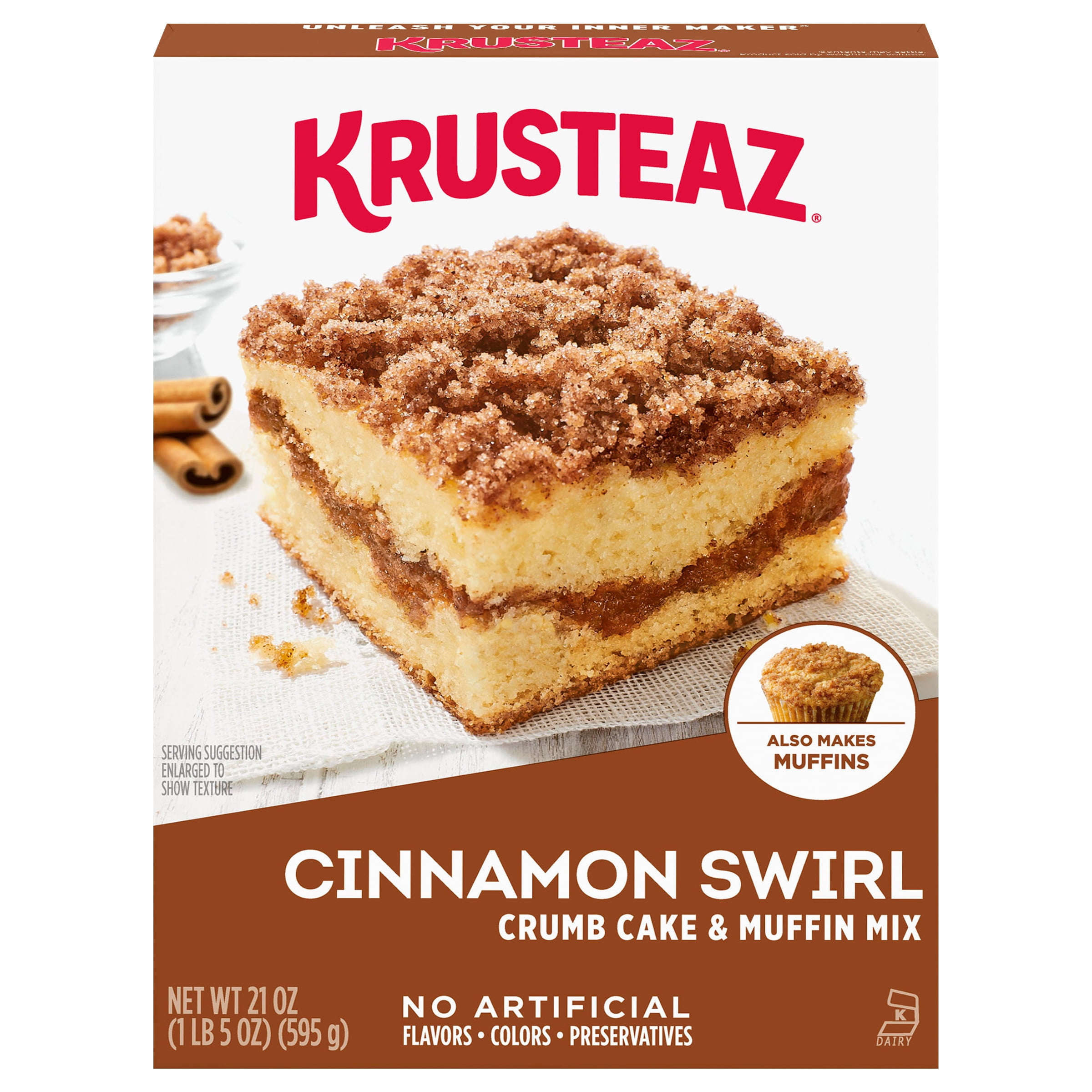 Krusteaz Cinnamon Swirl Mini Crumb Cake and Muffin Mix, 21 oz Box ...