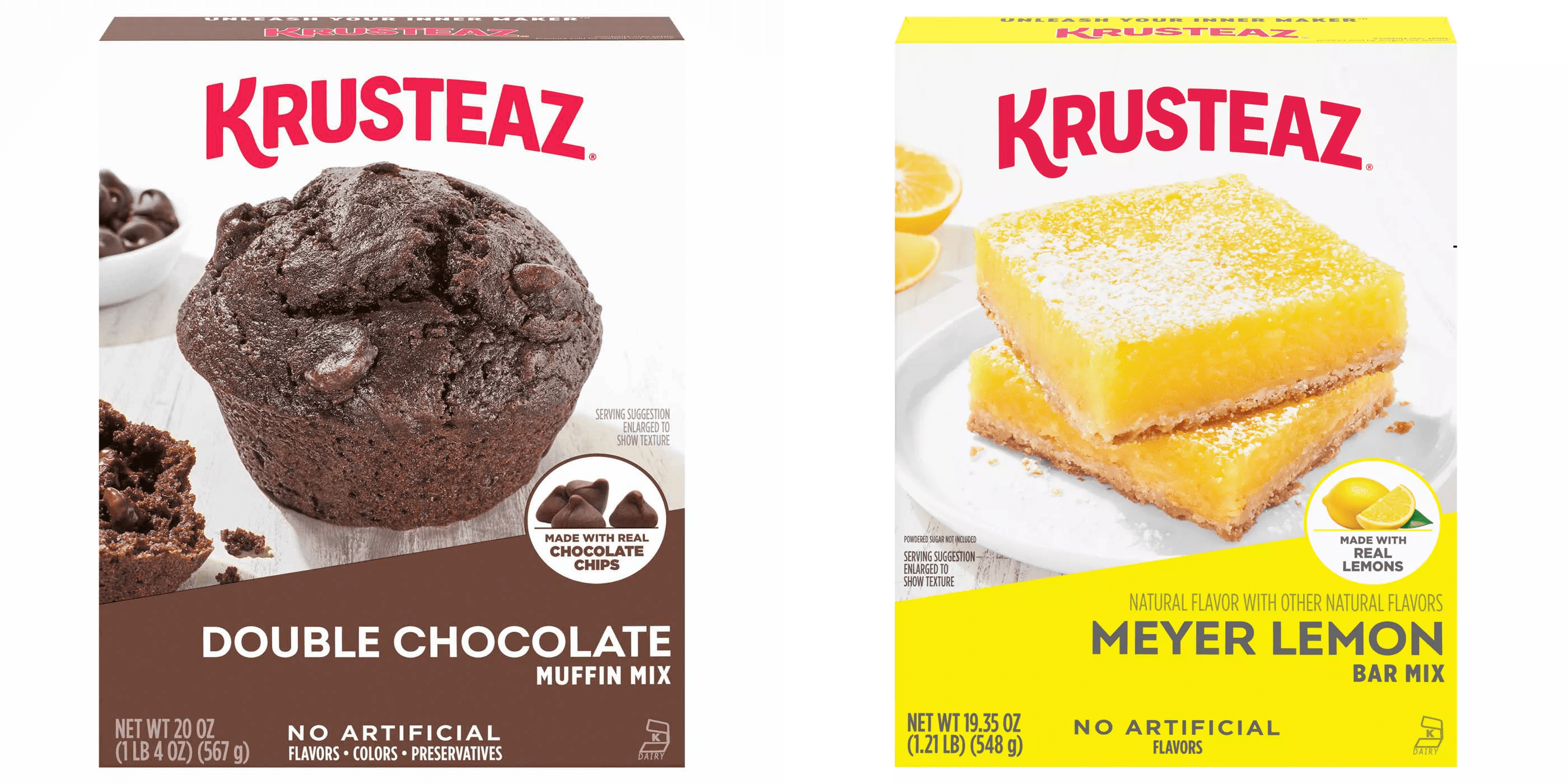 Krusteaz Double Chocolate Muffin Mix, 20 oz&Krusteaz Meyer Lemon Bar ...