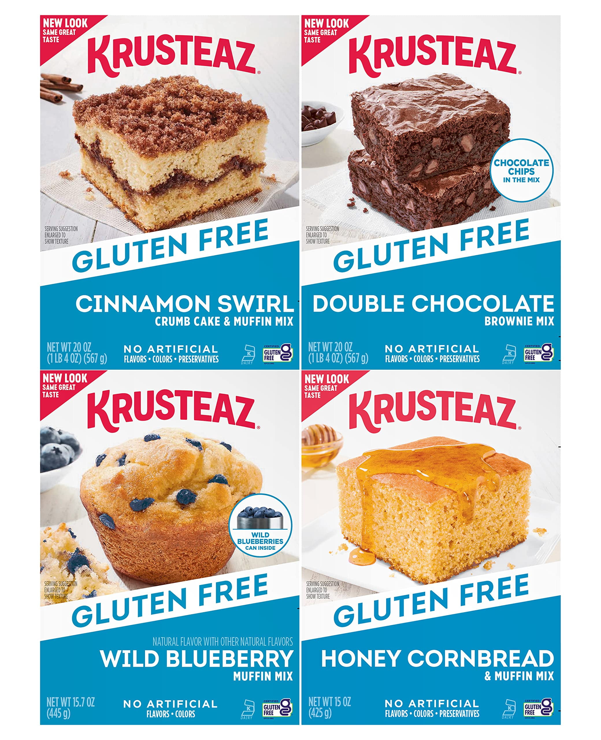 Krusteaz Gluten Free Baking OKA4 Mix Variety Pack, 1 Cinnamon Swirl ...