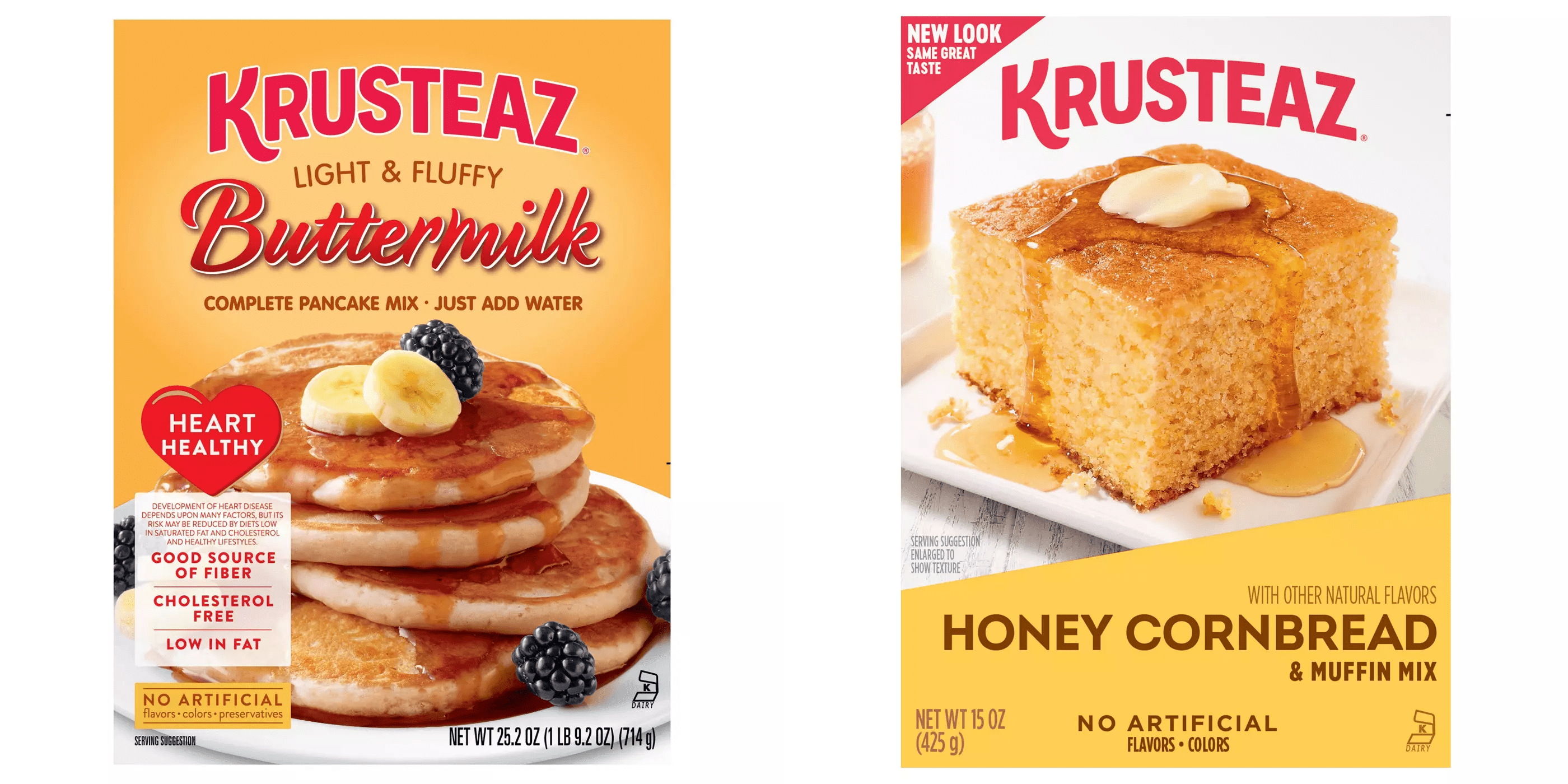 Krusteaz Heart Healthy Buttermilk Complete Pancake Mix-25.2oz&Krusteaz Honey Cornbread & Muffin ...