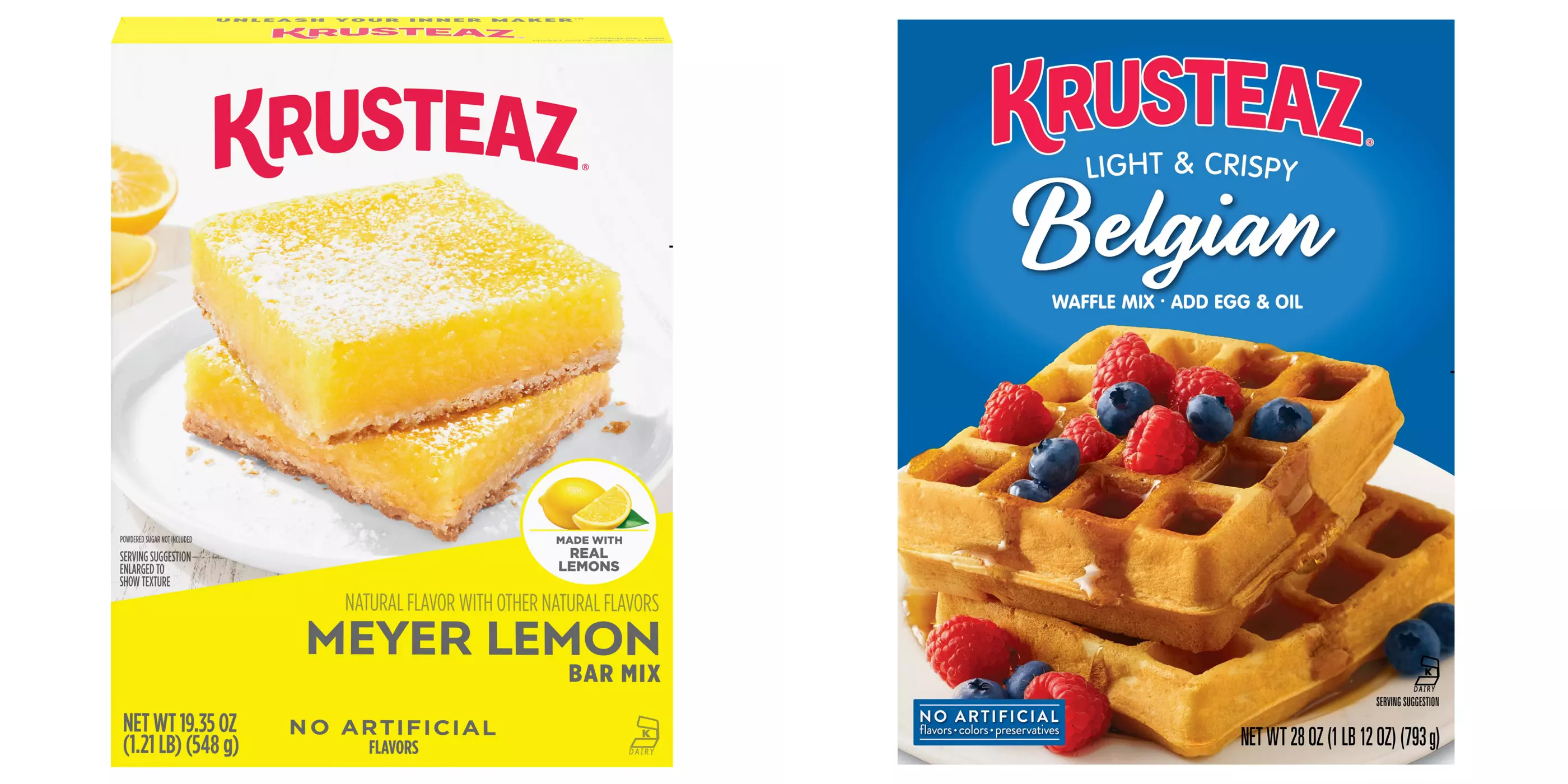 Krusteaz Meyer Lemon Bar Mix, 19.35 oz&Krusteaz Belgian Waffle Mix, 28 ...