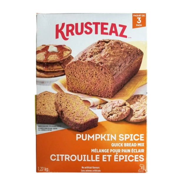 Krusteaz Pumpkin Spice Quick Bread Mix – 3 Bags per Box (1.27kg/2.8 lb) – Easy & Delicious Fall ...