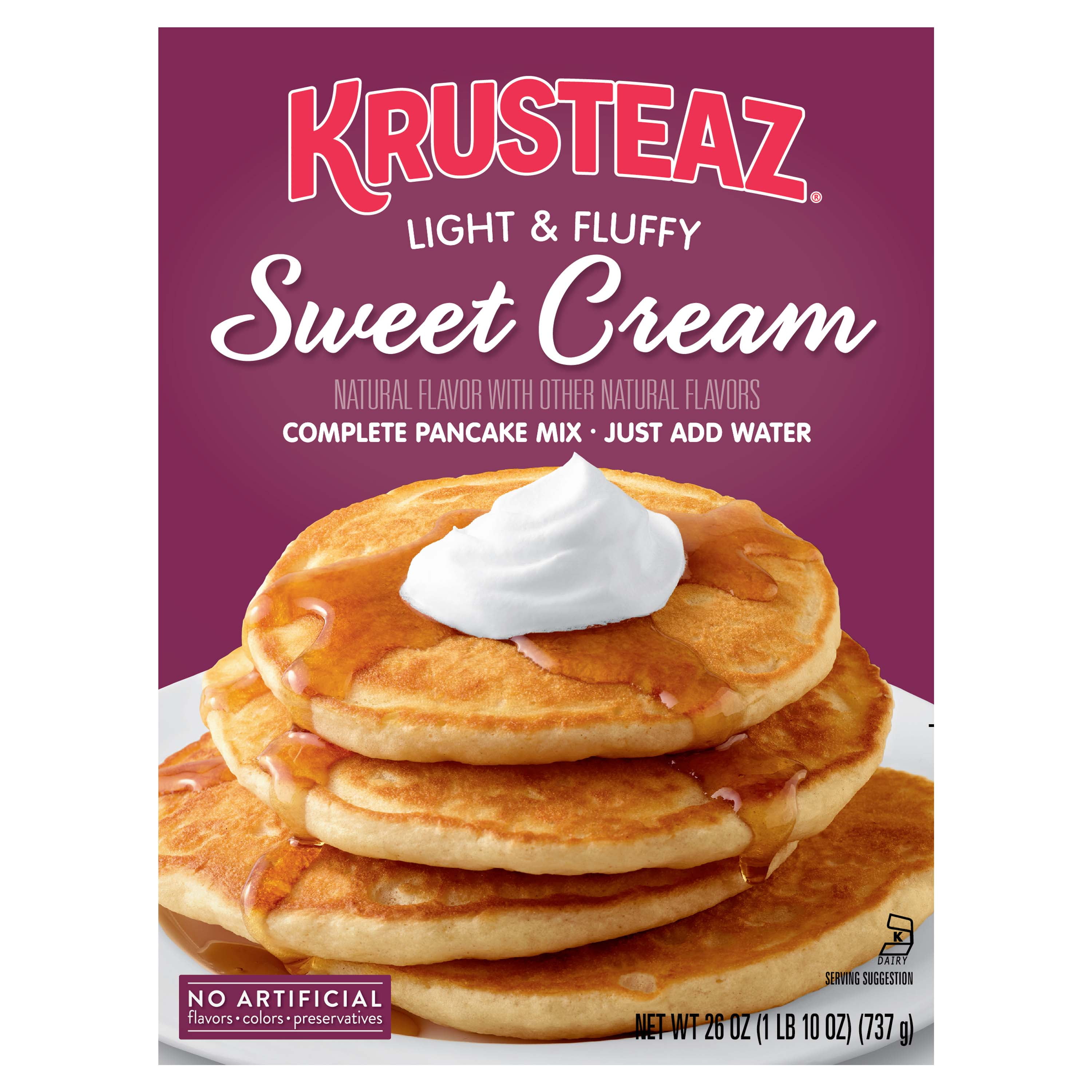 Krusteaz Sweet Cream Buttermilk Pancake and Waffle Mix, 26 oz Box ...