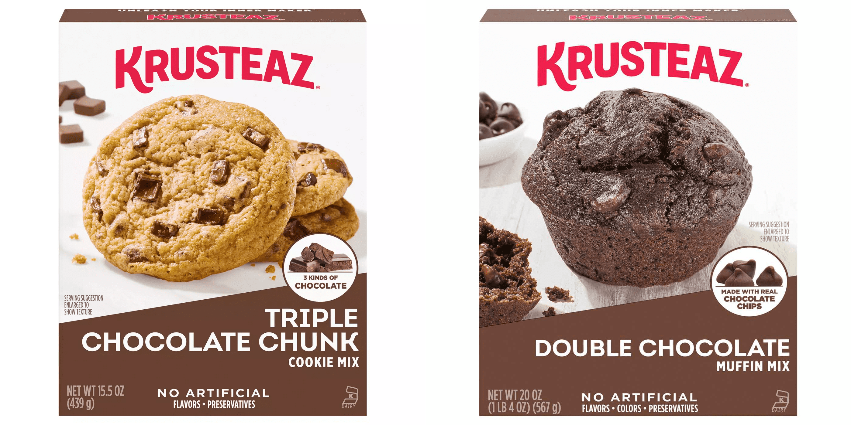 Krusteaz Triple Chocolate Chunk Cookie Mix, 15.5 oz&Krusteaz Double ...