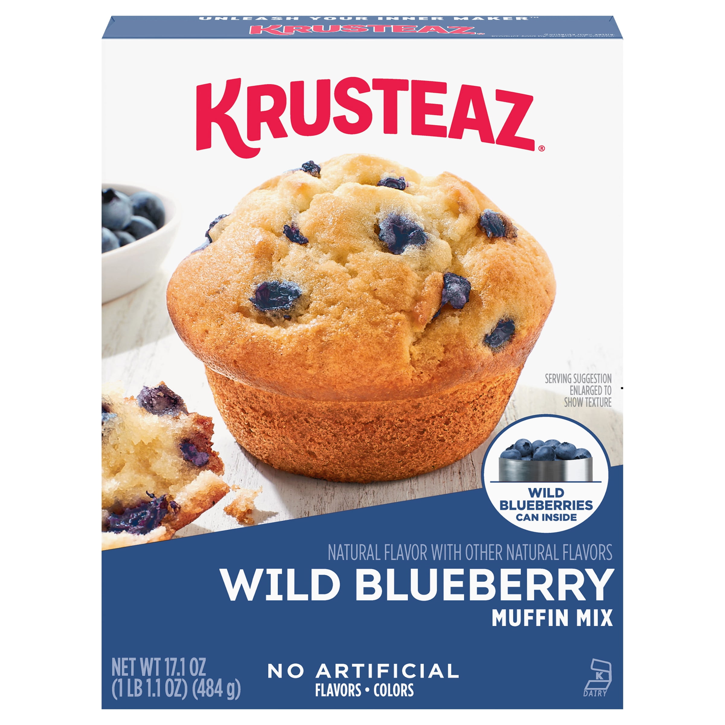 Krusteaz Muffin Mix with Wild Blueberries, 17.1 oz Box - Walmart.com