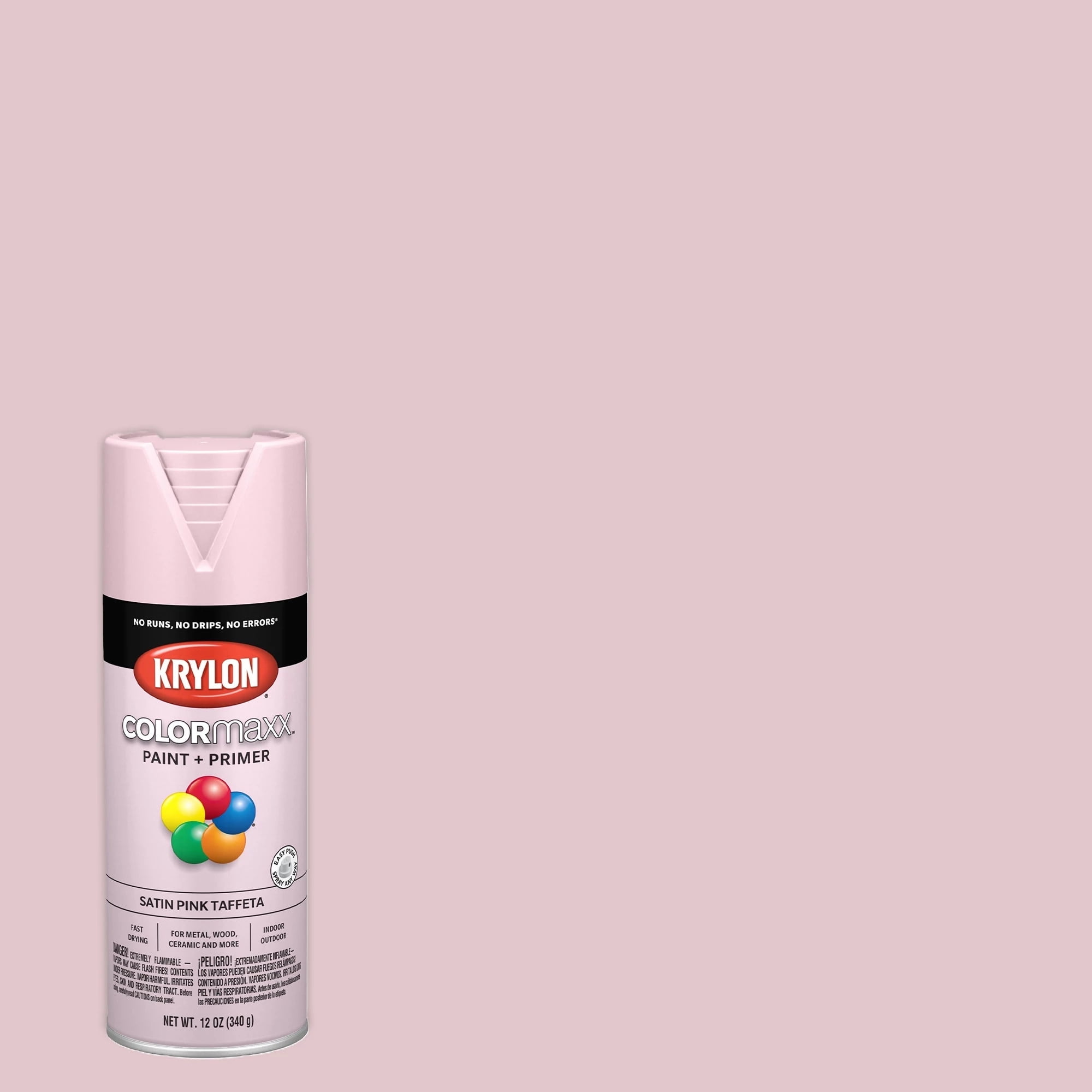 Krylon COLORmaxx Spray Paint Primer, Indoor/Outdoor Use, Satin Ballet ...
