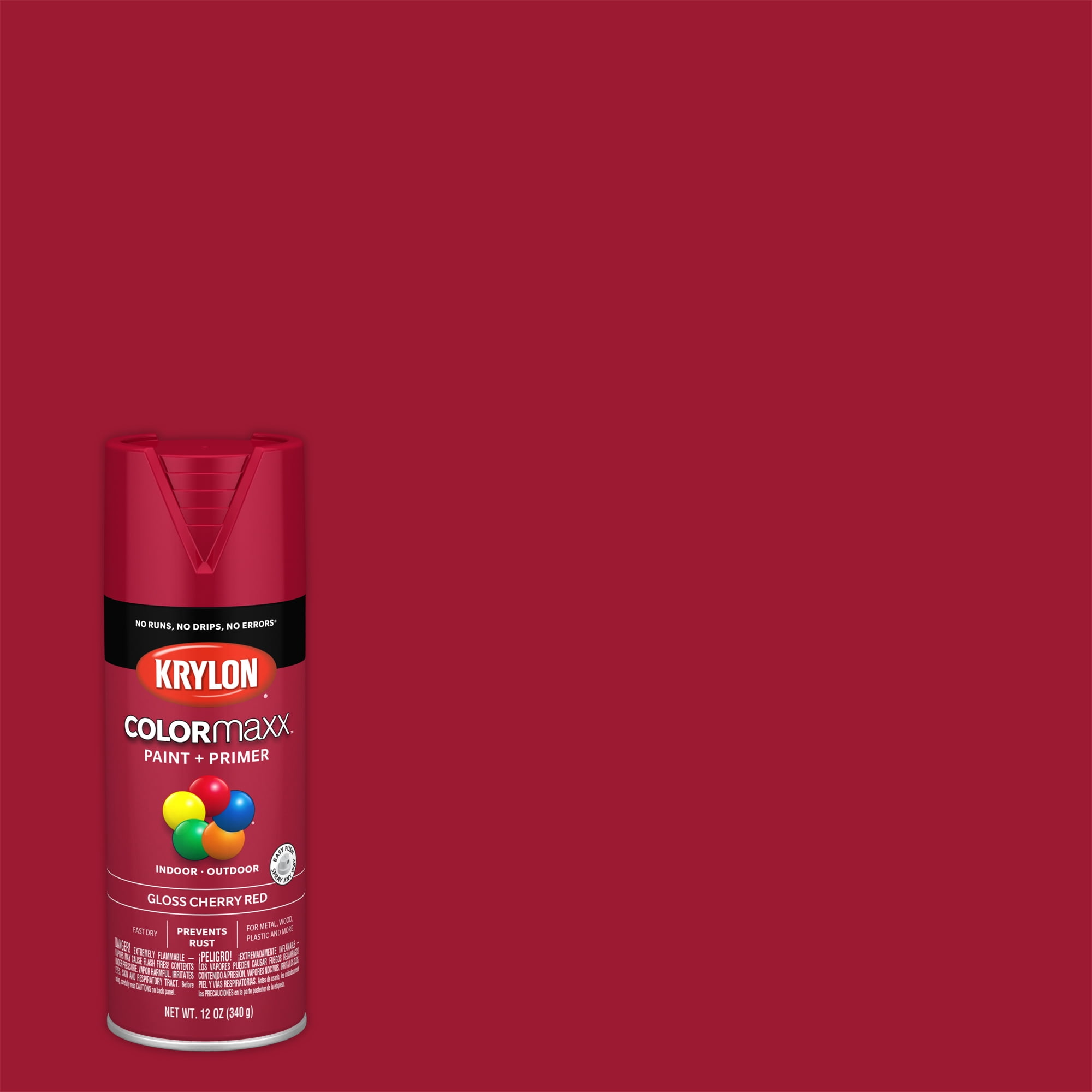 Krylon 5511 COLORmaxx Gloss Cherry Red Spray Paint + Primer for Indoor ...