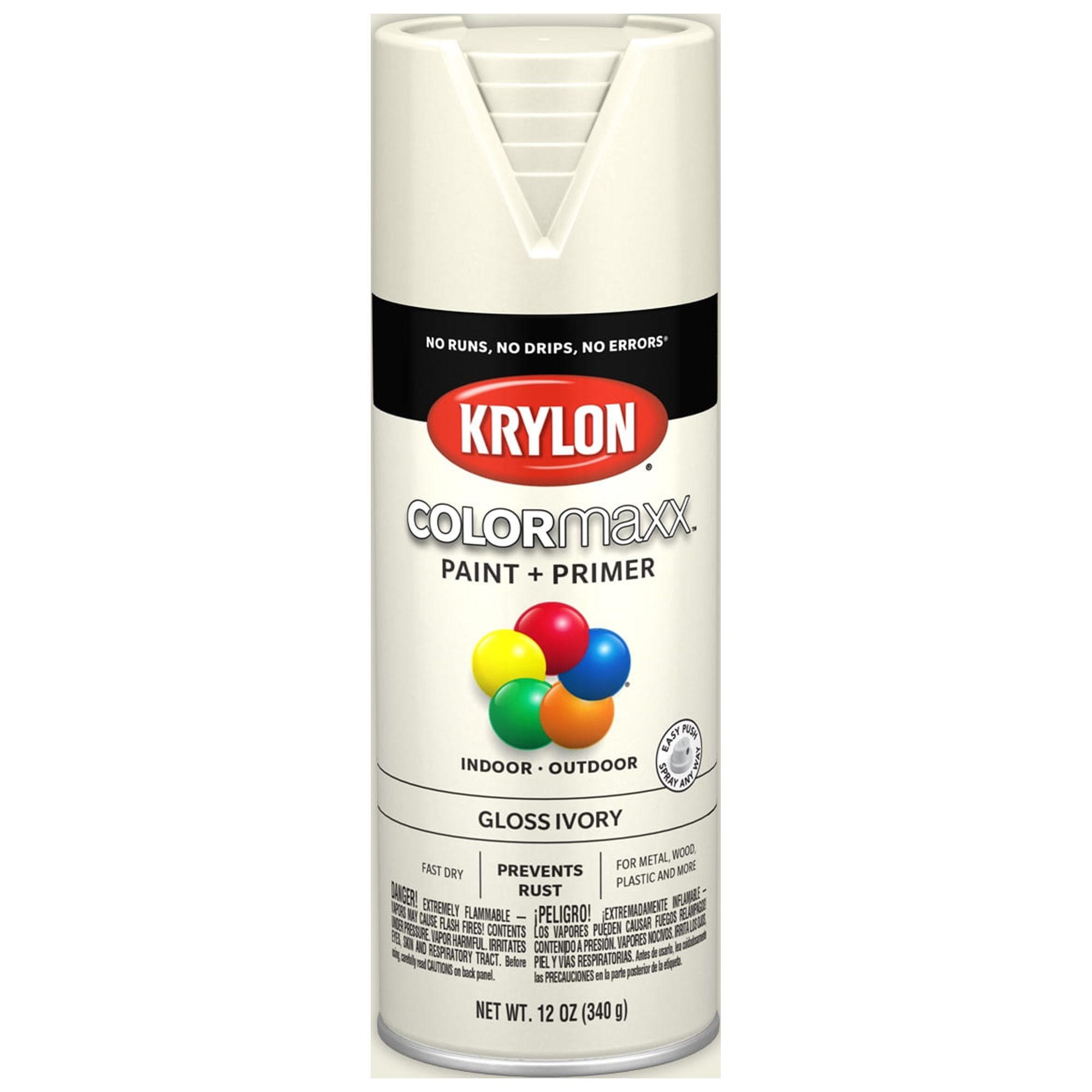 Krylon COLORmaxx Paint + Primer Spray Paint, Gloss, Ivory, 12 oz ...