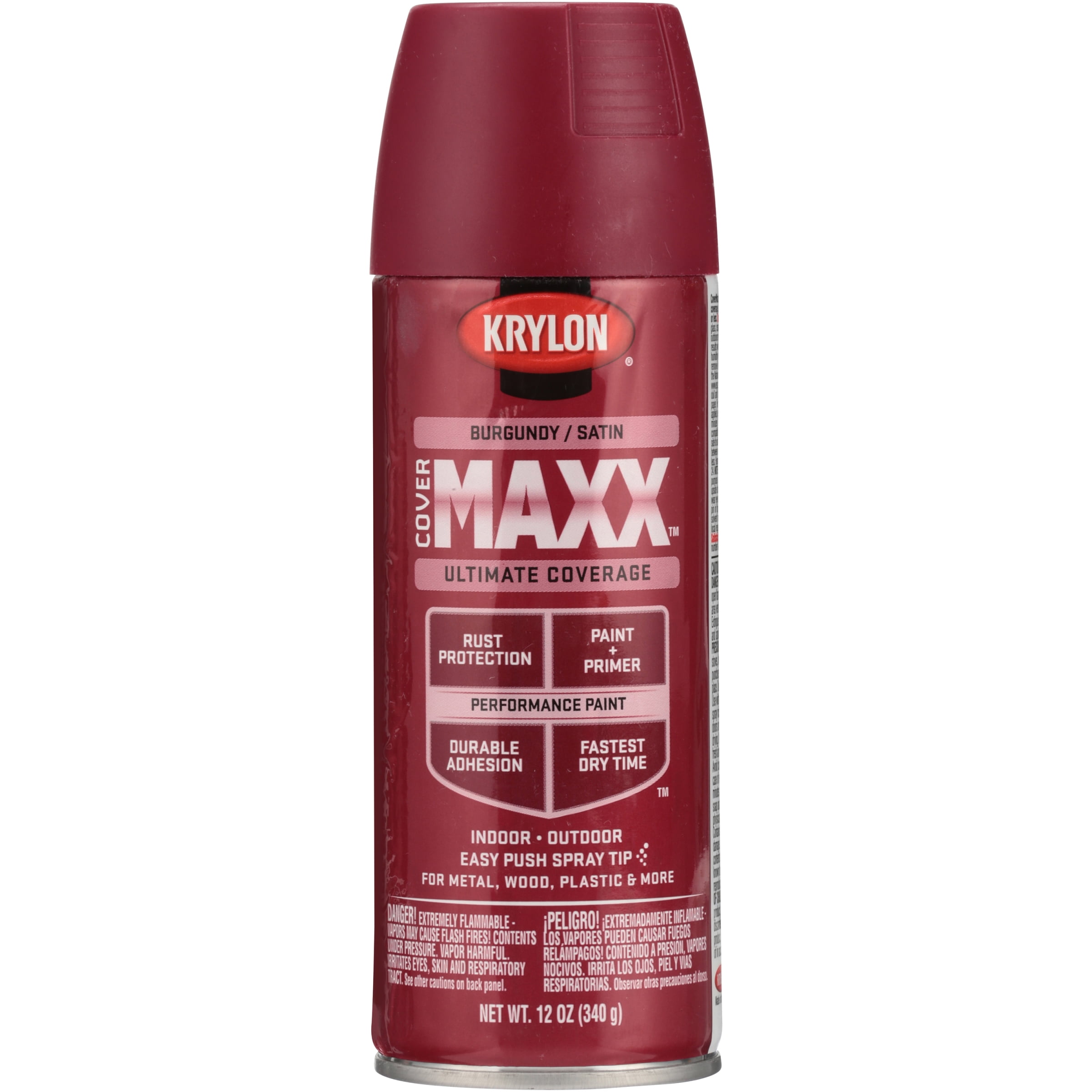 Krylon COVERMAXX Spray Paint Satin Burgundy 12 oz. Walmart