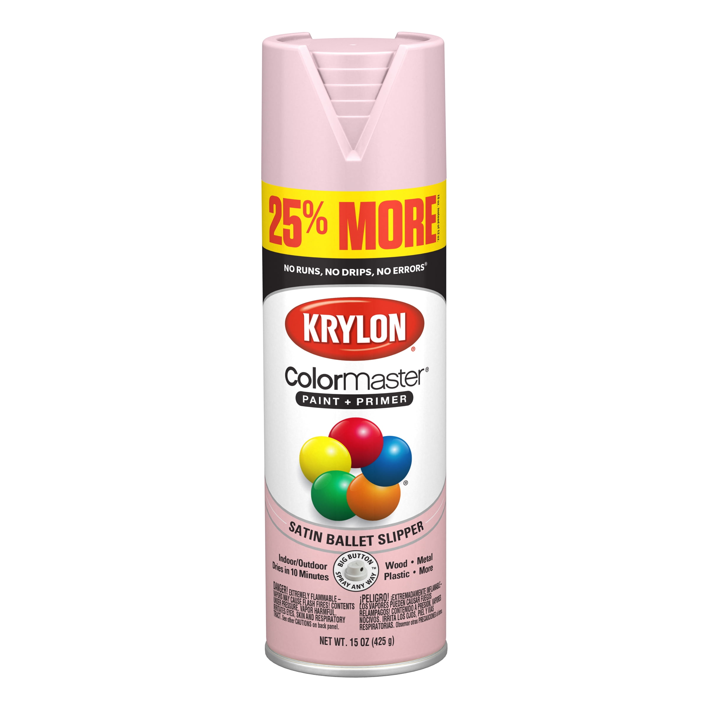 Krylon ColorMaster Paint + Primer Spray Paint Bonus, Satin, Ballet ...