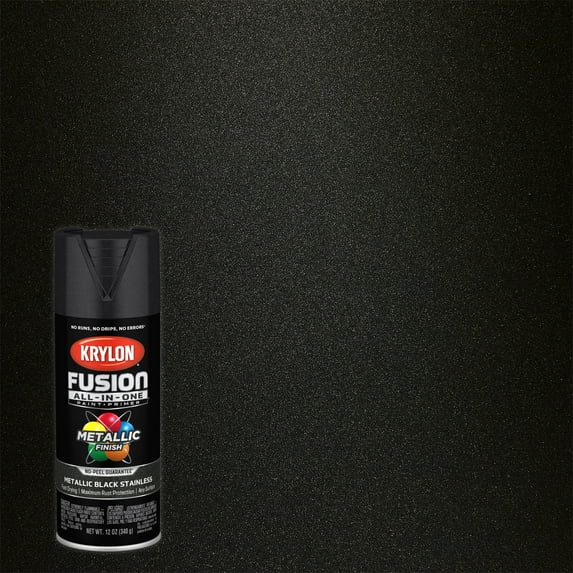 Krylon Fusion All-In-One Metallic Spray Paint, Black Stainless Steel ...