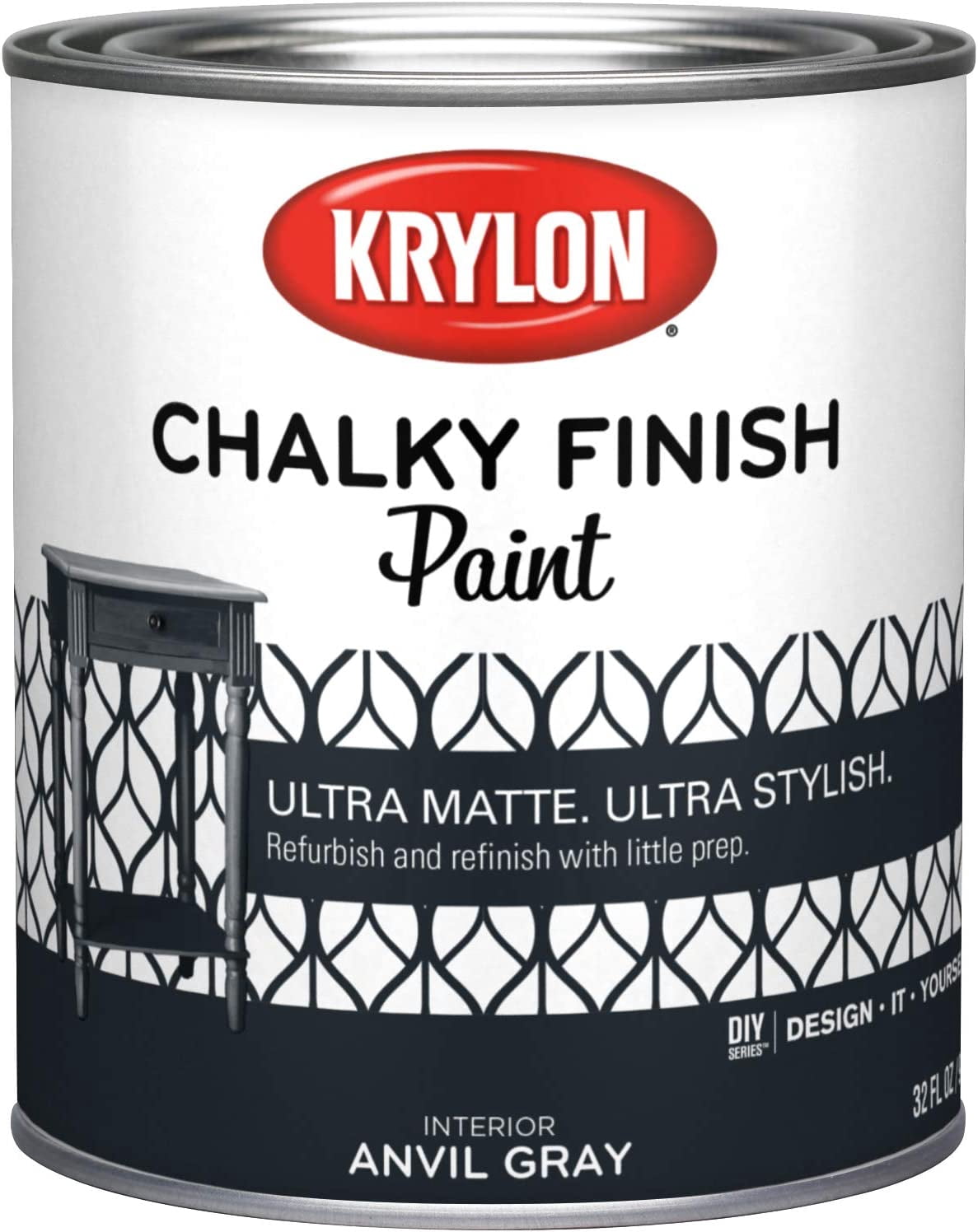 Krylon K Chalky Finish Quart, 32 Fl Oz (Pack of 1), Anvil Gray ...