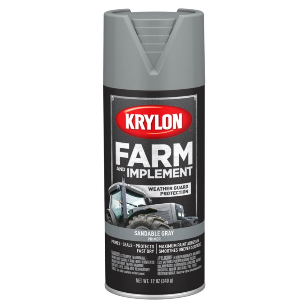 Krylon K01950007 Farm & Implement Primer, Sandable Gray, 12 Oz, Pack of ...