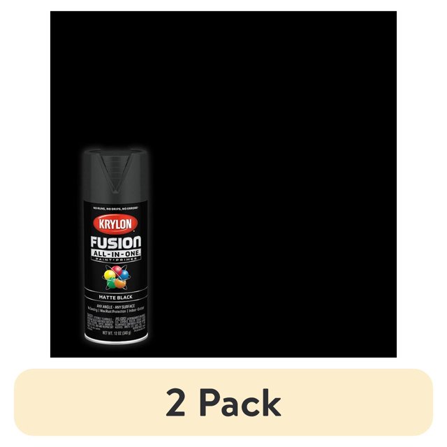 (2 pack) Krylon K02754007 Krylon Fusion All-In-One Black Matte 12 oz ...
