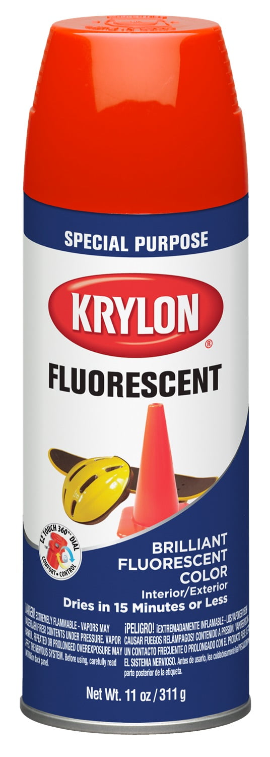 Krylon Fluorescent Spray Paint, Red Orange Gloss, 11 oz, Multi-Surface ...