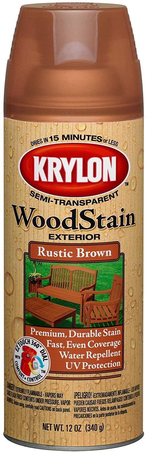 Krylon K03603000 Exterior Semi-Transparent Wood Stain, Rustic Brown, 12 ...
