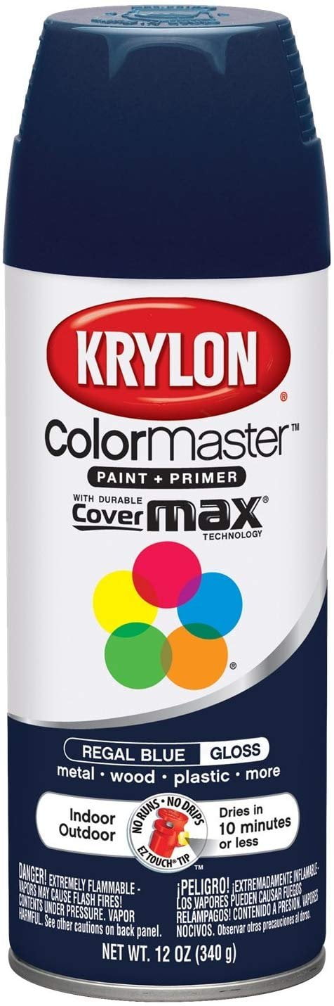 Krylon K05190107 ColorMaster Paint + Primer, Gloss, Regal Blue, 12 oz ...