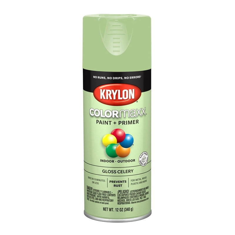 Krylon K05510007 COLORmaxx Paint + Primer Spray, Gloss Celery, 12 Oz ...