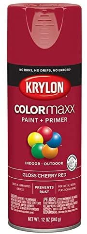 Krylon Cherry Red Gloss Spray Paint, 12 Oz, Rust Protection, Wood ...