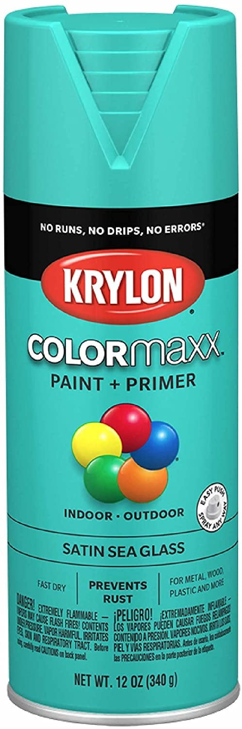 Krylon K05576007 COLORmaxx Indoor/Outdoor Primer, Satin Sea Glass Spray ...