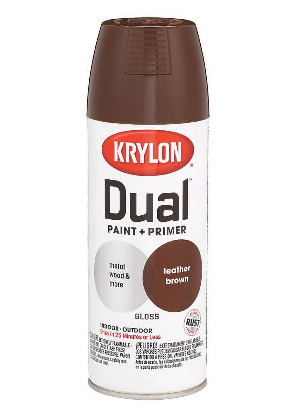 Krylon K08812000 Dual Paint & Primer One Spray Paint, 12 Oz, Leather ...